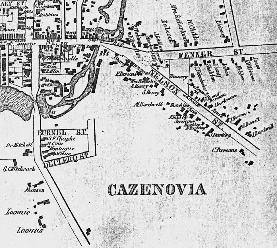 SE Part of the Village of Cazenovia, Evans' 1853 Madison County Map